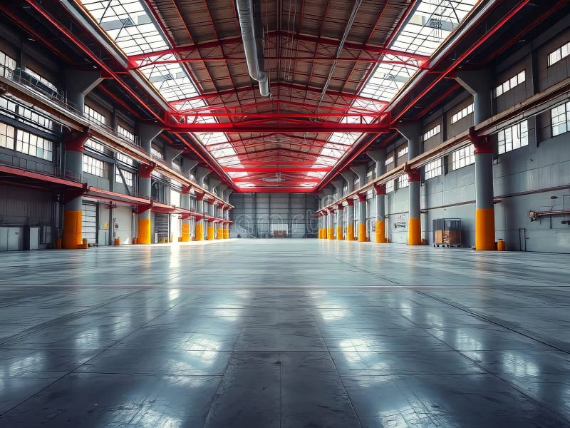 Spacious Empty Modern Warehouse Interior a Vibrant Industrial Design ...