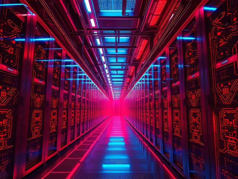 A Glimpse into the Future of Data Centers Futuristic Server Room with ...