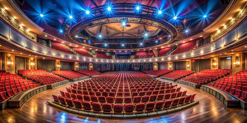 Empty Theater Awaits the Spotlight a Panoramic View of an Empty ...