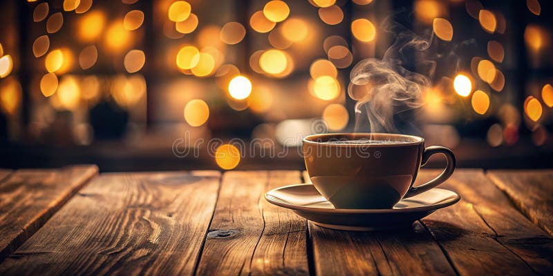 Inviting Ambiance a Cozy Coffee Shop Bathed in Warm LowLight ...