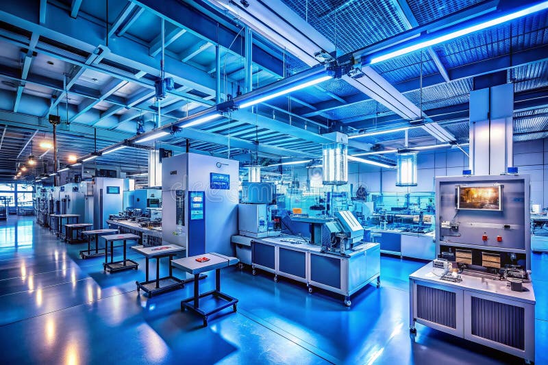 Advanced Semiconductor Manufacturing Facility at Night Illuminating the ...