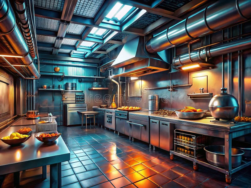 Advanced Culinary Bunker Explore a Futuristic Kitchen with Exposed ...