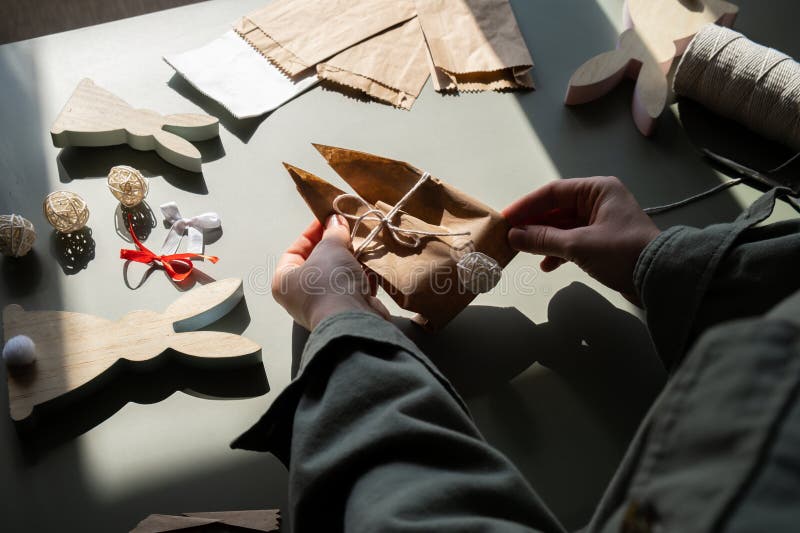 Step by Step Instruction of Making Handmade Easter Gift Bag Rabbit ...