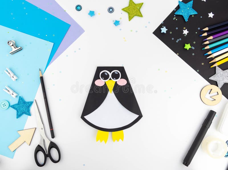 Step-by-step Instruction of Making a Penguin Out of Paper with Children ...
