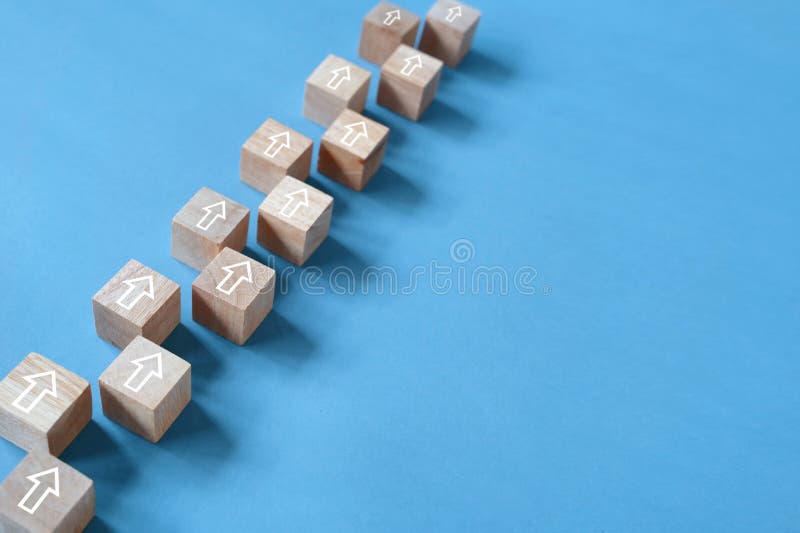 Step by Step Keep Forward Concept, Arrow Direction, Wooden Block on ...