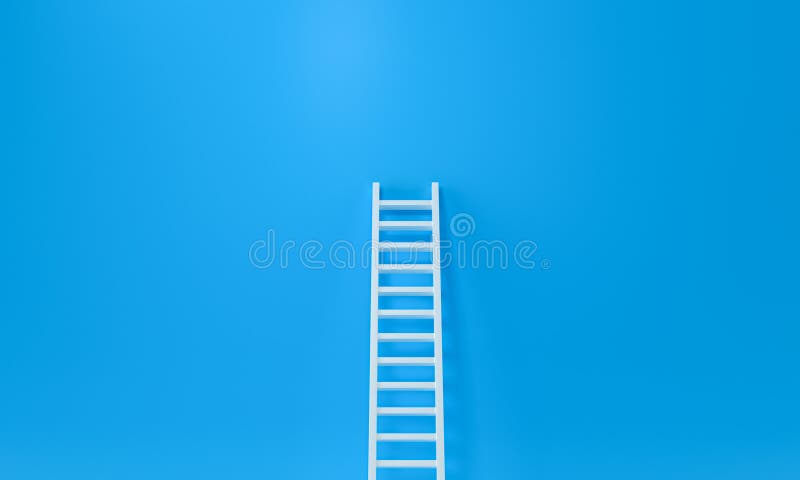 Step Ladder on a Blue Wall, Up and Down the Stairs. Growth, Future ...