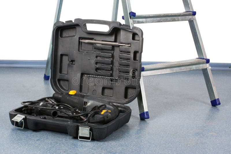 Step-ladder Com Uma Caixa De Ferramentas Foto de Stock - Imagem de ...