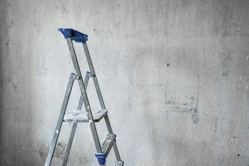 Step Ladder on Empty Concrete Wall Background Stock Photo - Image of ...