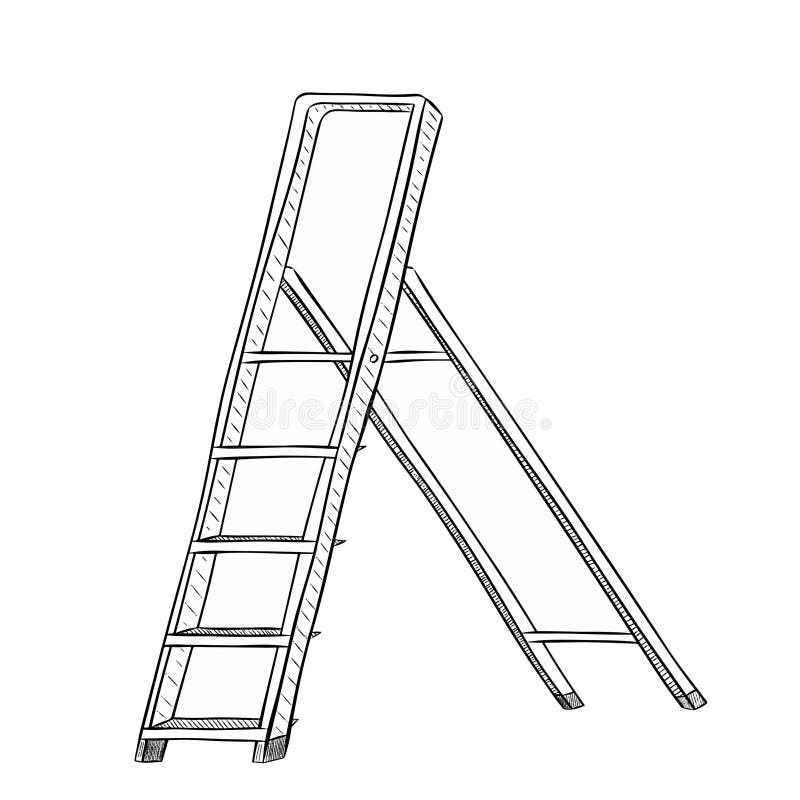 Step Ladder Graphic Line Vector Illustration, Isolated on Transparent ...