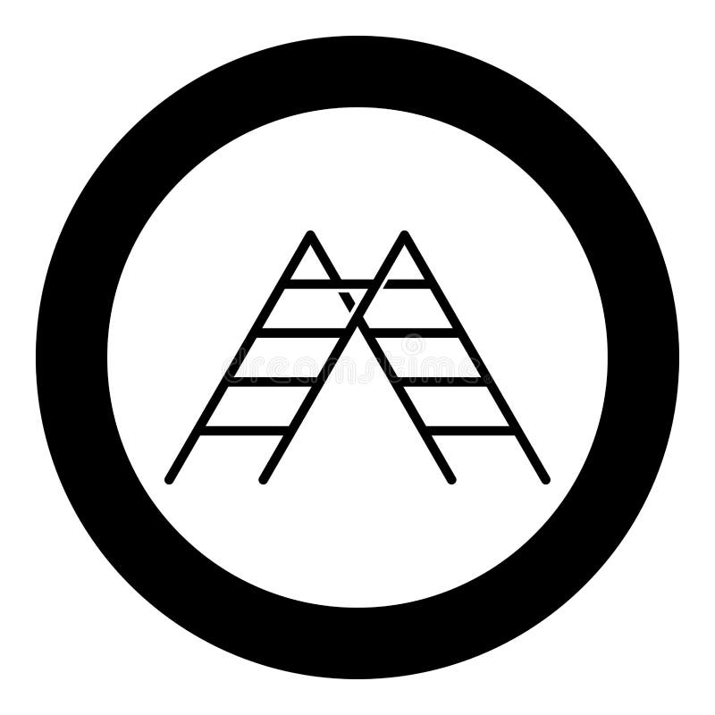 Step Ladder Icon in Circle Round Black Color Vector Illustration Flat ...