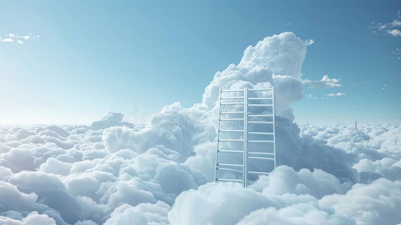 Step Ladder Leading into the Clouds Symbolizing Growth and Future ...