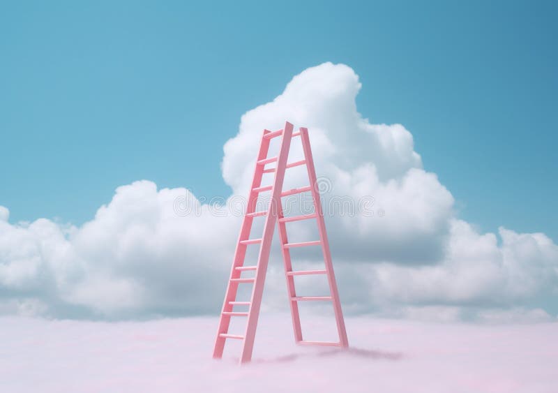 Step Ladder Leading To Clouds . Growth, Future, Development Concept. AI ...