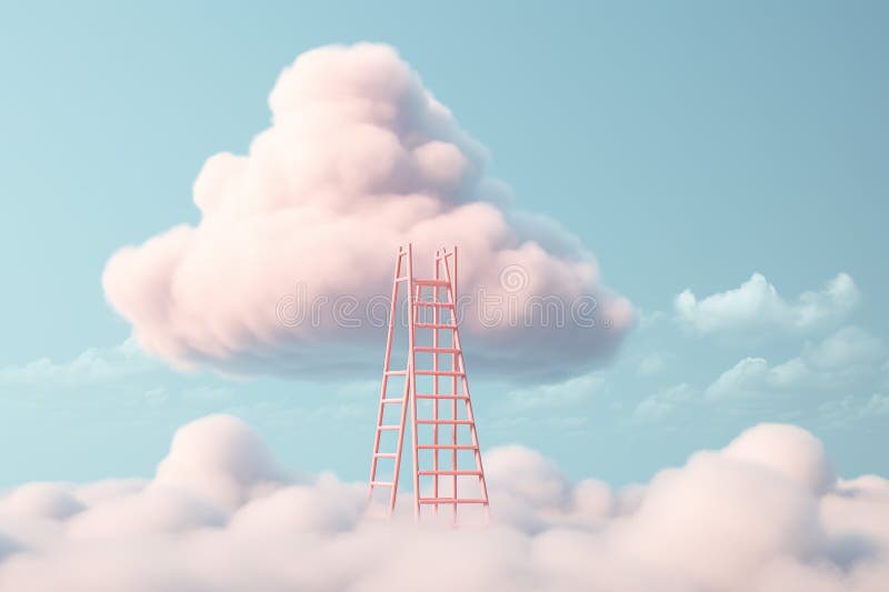 Step Ladder Leading To Clouds. Growth, Future, Development Concept ...