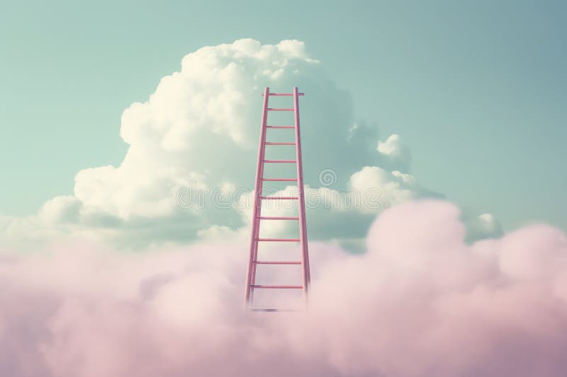 Step Ladder Leading To Clouds. Growth, Future, Development Concept ...