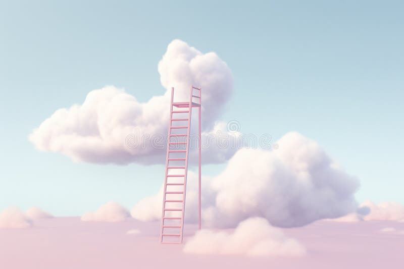 Step Ladder Leading To Clouds. Growth, Future, Development Concept ...