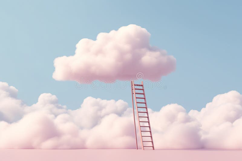 Step Ladder Leading To Clouds. Growth, Future, Development Concept ...