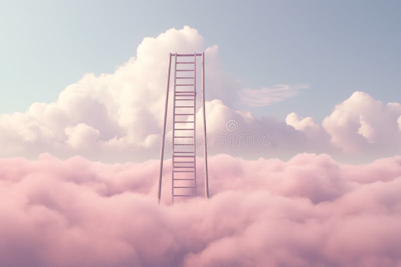 Step Ladder Leading To Clouds. Growth, Future, Development Concept ...