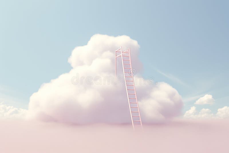 Step Ladder Leading To Clouds. Growth, Future, Development Concept ...