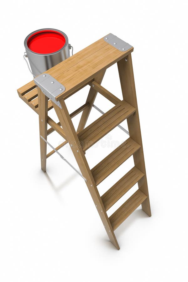 Step Ladder and Paint Bucket Stock Illustration - Illustration of ...