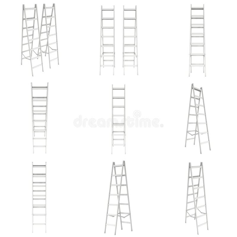 Step ladder set 3d render stock illustration. Illustration of inventory ...