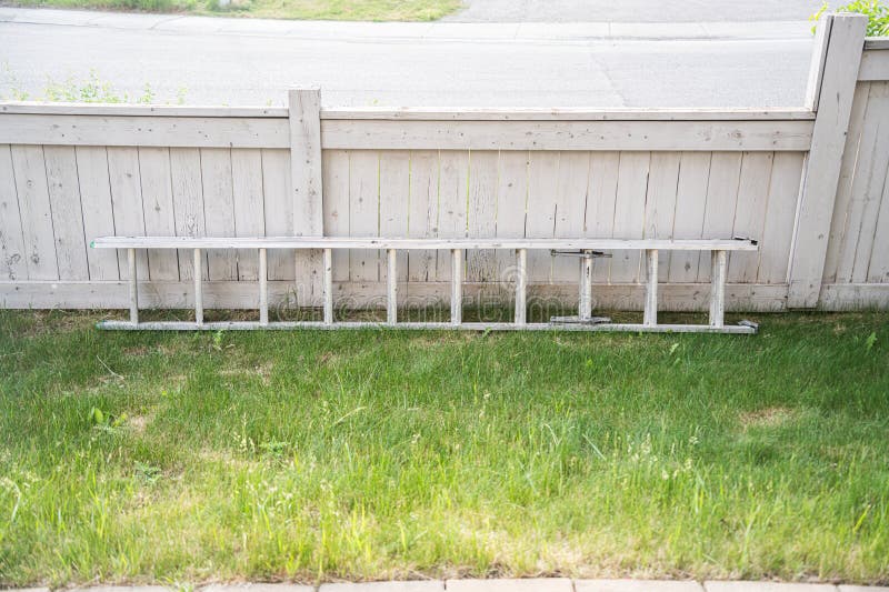 Step Ladder Used by Contractor for Repairs Stock Photo - Image of metal ...