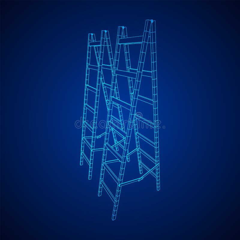 Step ladder wireframe stock vector. Illustration of improvement - 161797525
