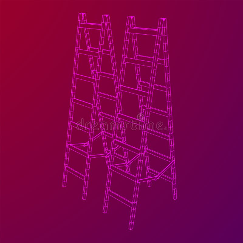 Step ladder wireframe stock vector. Illustration of construction ...