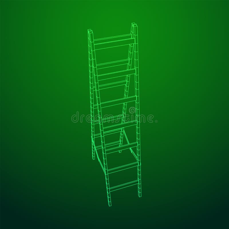 Step ladder wireframe stock vector. Illustration of blueprint - 163124452