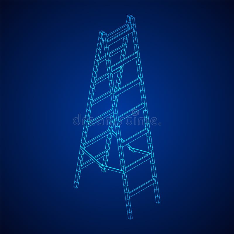 Step ladder wireframe stock vector. Illustration of high - 163312466