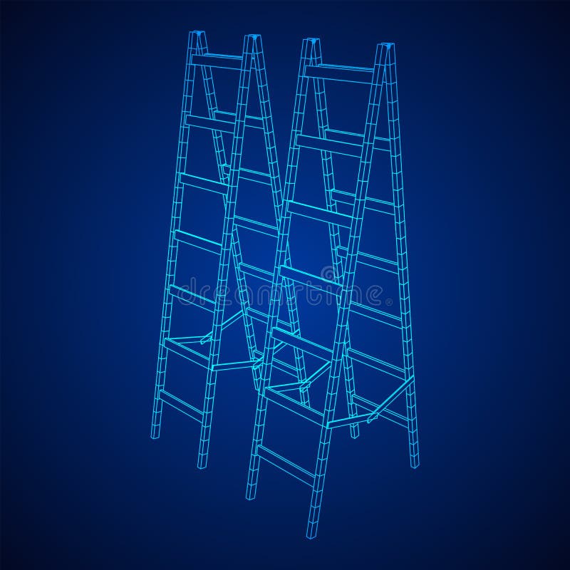 Step ladder wireframe stock vector. Illustration of attached - 163651629