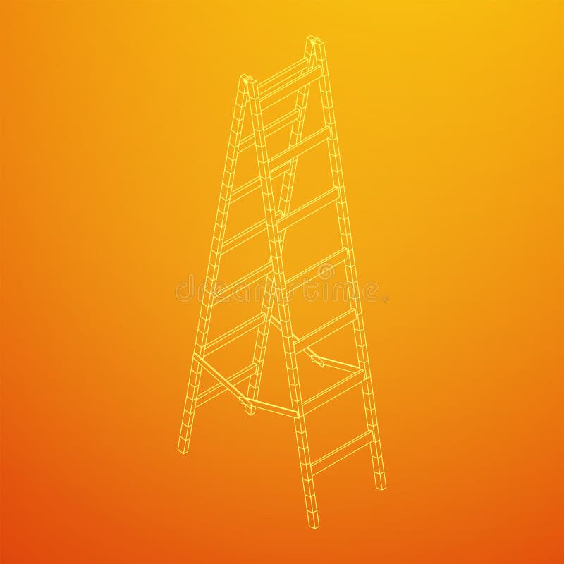 Step ladder wireframe stock vector. Illustration of growth - 160384058