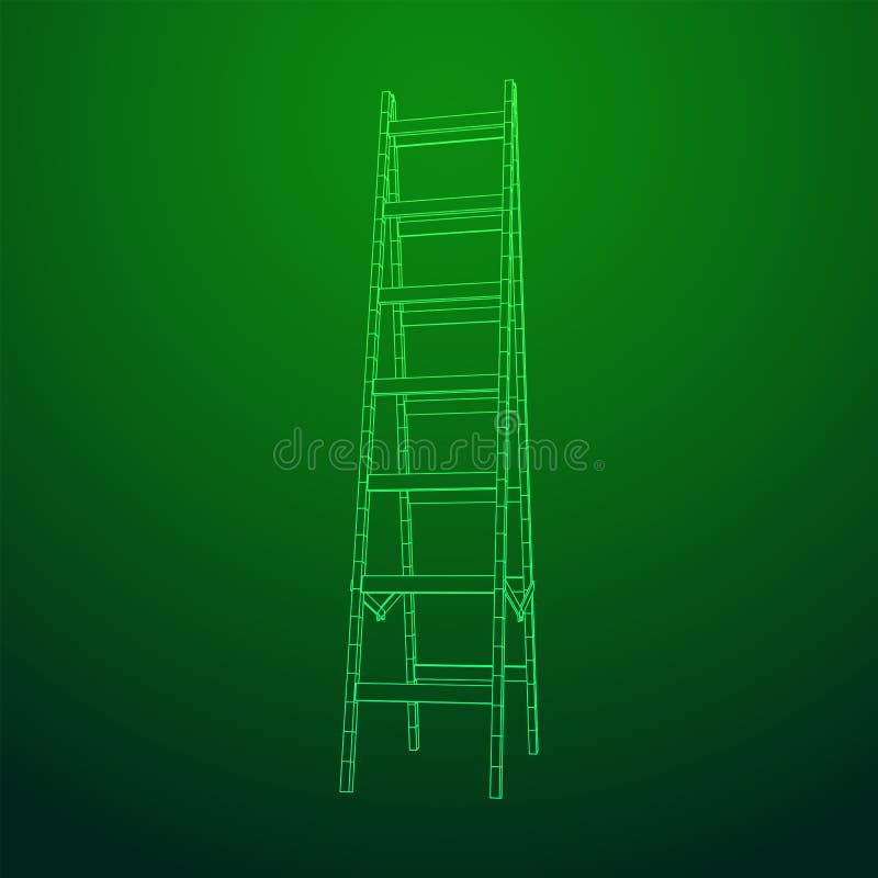 Step ladder wireframe stock vector. Illustration of attached - 161977835