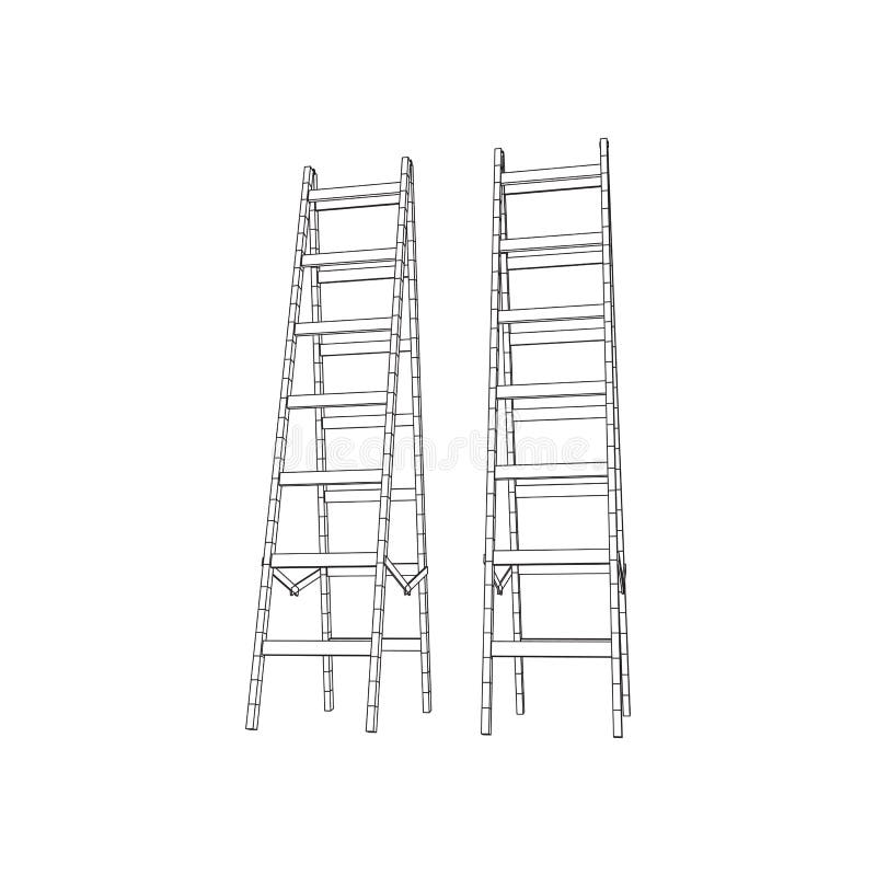 Step ladder wireframe stock vector. Illustration of graphic - 162764770