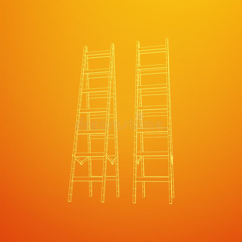Step ladder wireframe stock vector. Illustration of stairway - 163200383
