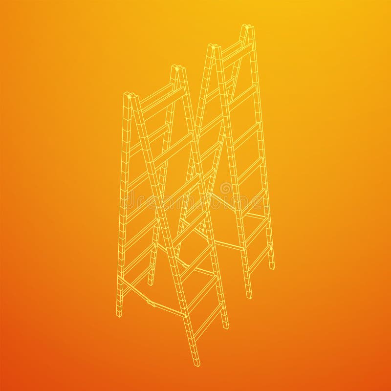 Step ladder wireframe stock vector. Illustration of mesh - 164143057