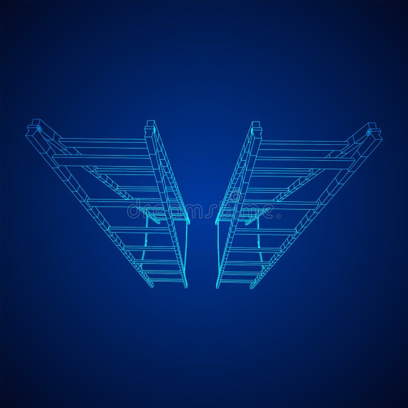 Step ladder wireframe stock vector. Illustration of graphic - 161307341