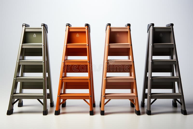 Safety Ladders on White Background Stock Illustration - Illustration of ...