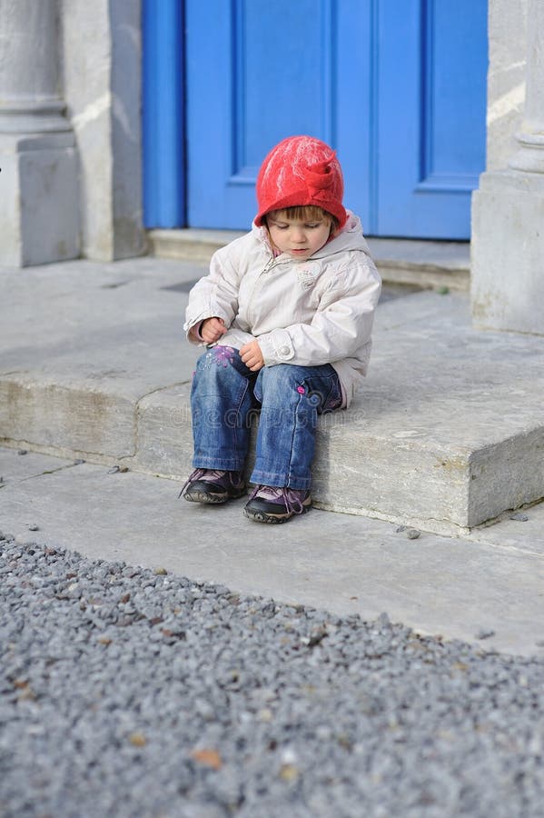 On a Step stock photo. Image of child, little, door, step - 51110008