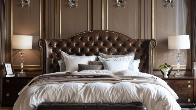 Step into Luxury with this Opulent Bed Adorned with an Embossed Leather ...