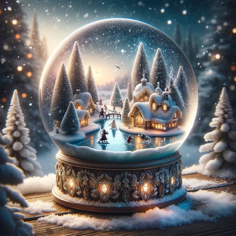 Winter Wonderland in a Snow Globe Stock Illustration - Illustration of ...