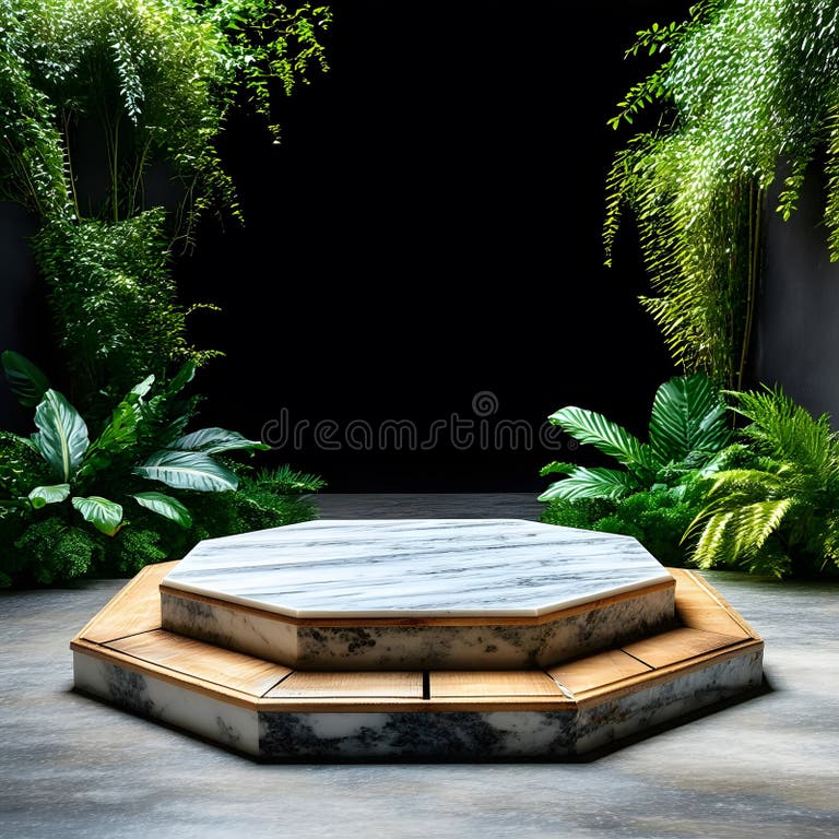 Enchanted Forest Hexagonal Marble Podium Stock Illustrations – 1 ...