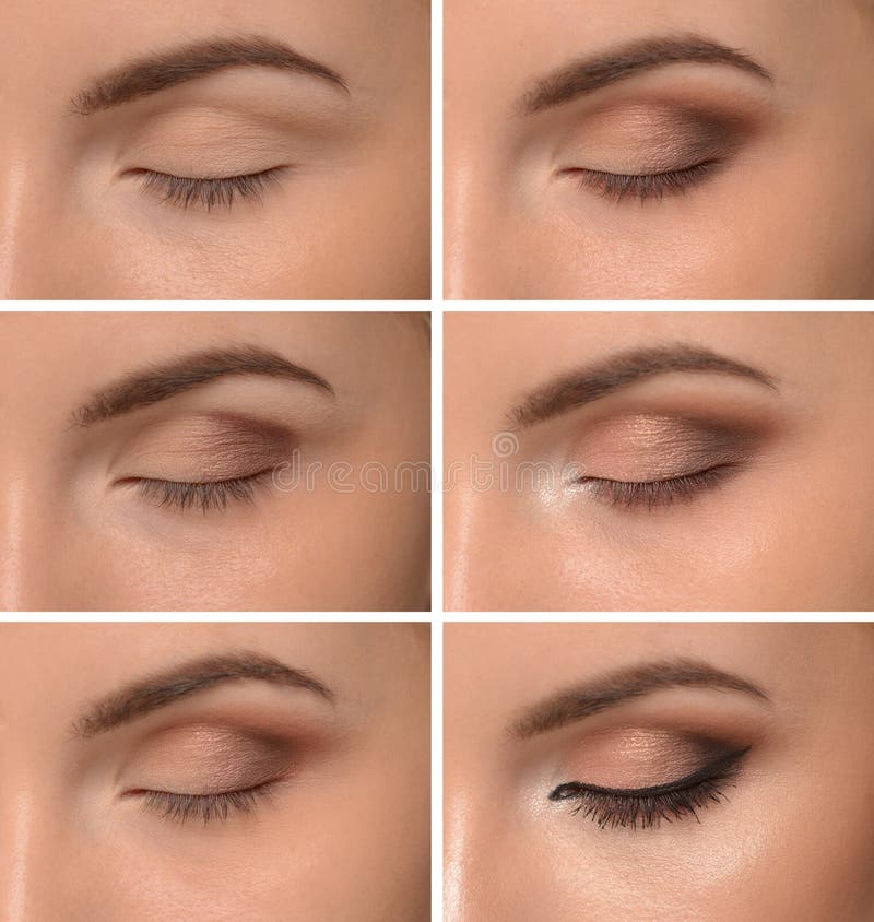 Step by step make-up eyes stock image. Image of style - 110527491