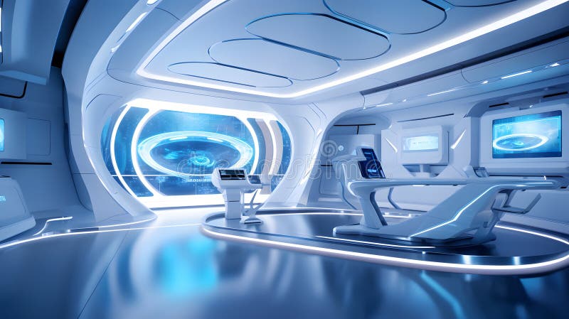 Futuristic Space with Advanced Technology System and Sleek Interior ...