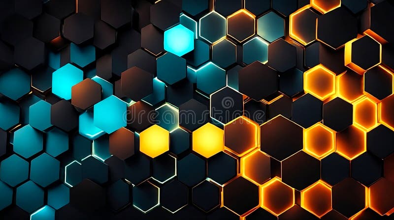 Abstract Hexagon Pattern, Adorned with Glowing Lights Stock ...