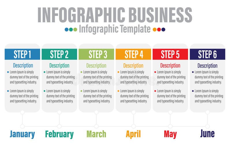 6 Step 6 Months Modern Timeline Diagram with Planning Months ...