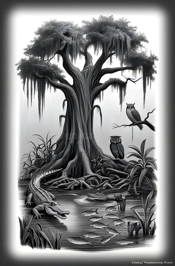 Step into the Mystical Depths of the Swamp with this Captivating Gray ...