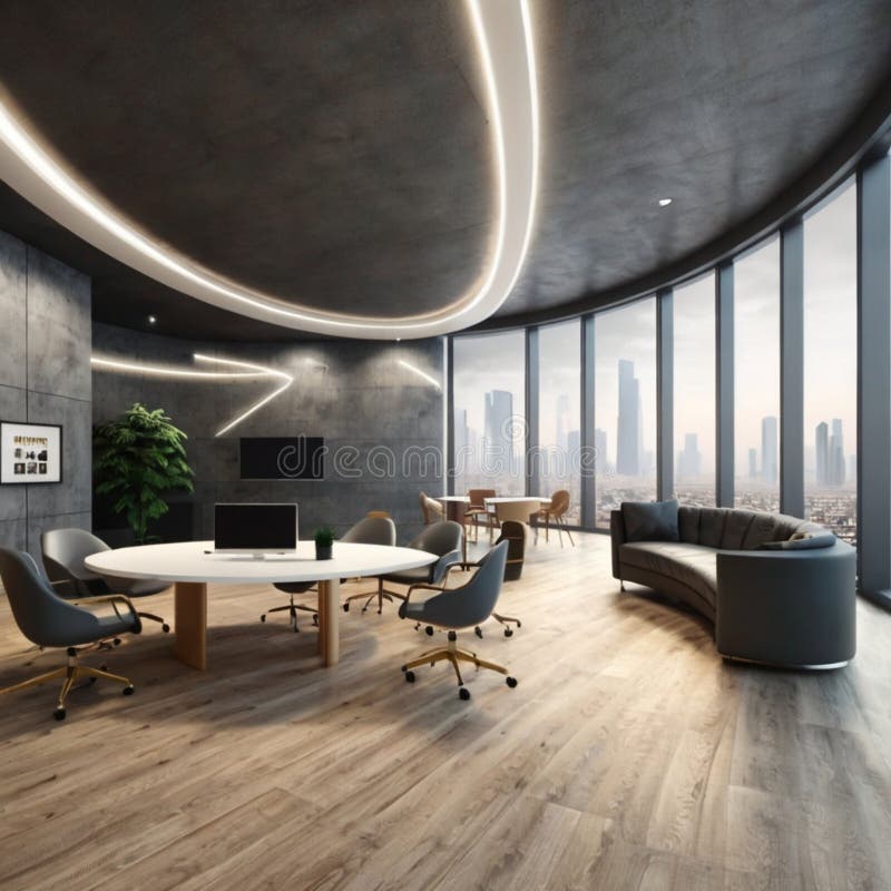 Modern 360° Virtual Reality Office: a 3D Architectural Marvel Stock ...