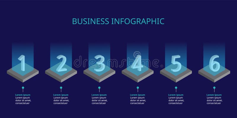 Step Number Chart Template for Infographic for Presentation for 6 ...