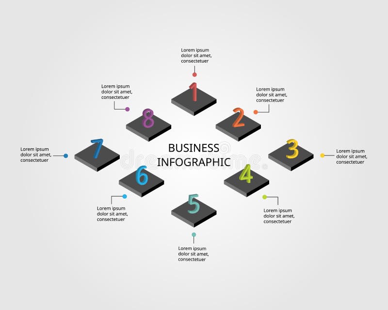 Step Number Chart Template for Infographic for Presentation for 8 ...
