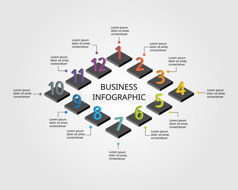 Step Number Chart Template for Infographic for Presentation for 6 ...